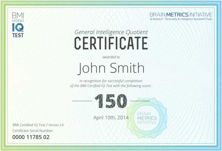Iq Certificate Template - Professional Template