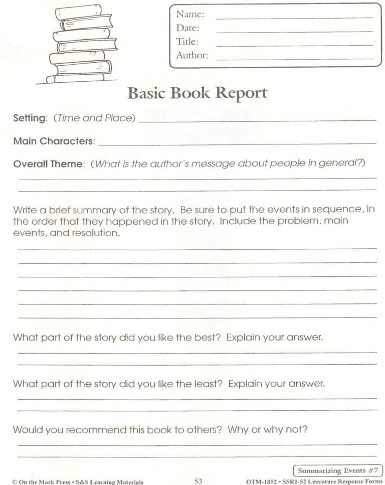 4Th Grade Book Report Template Professional Template