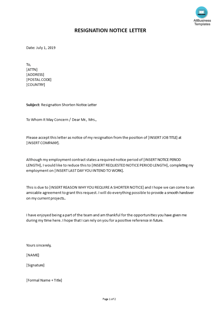 Resignation Shorten Notice Letter Sample Templates At Throughout Two resignation-shorten-notice-letter-sample-templates-at-throughout-two