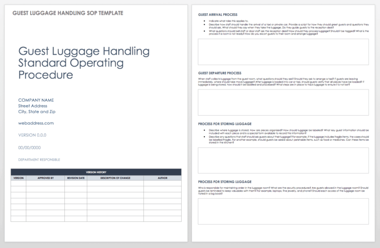 Standard Operating Procedures Templates Smartsheet Within Procedure Manual Template Word Free 