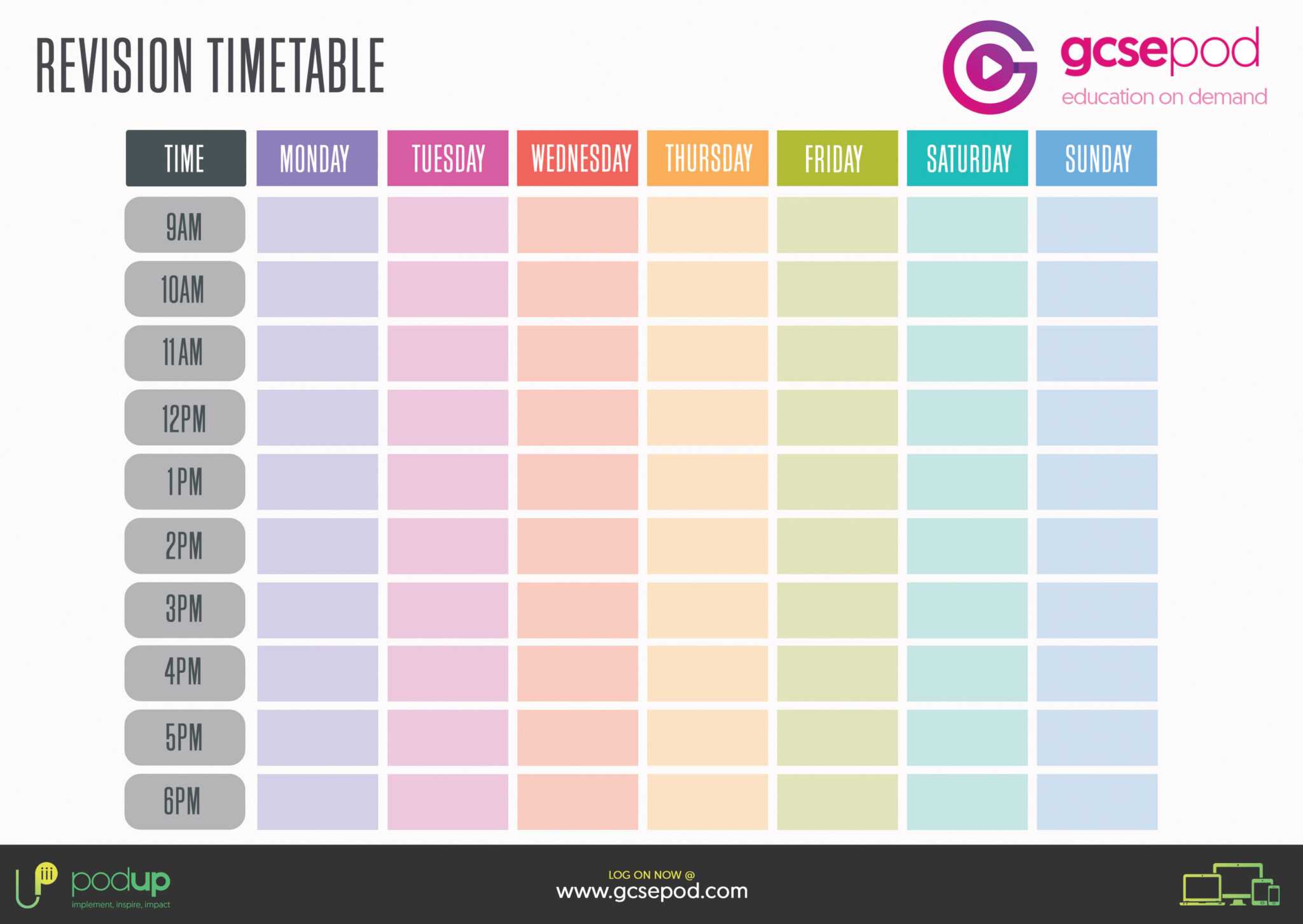 Student Resources Gcsepod Within Blank Revision Timetable Template